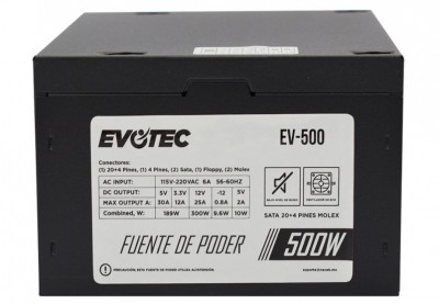 Fuente de Poder EVOTEC EV-500 - Compumás Tienda Monterrey
